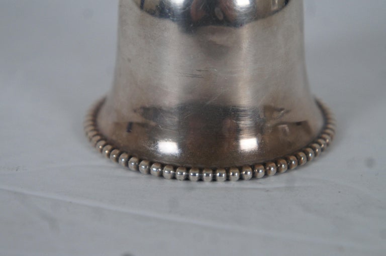Vintage Silver Plate Hand Bell Dinner Tea Service Bell Beaded Edge For ...