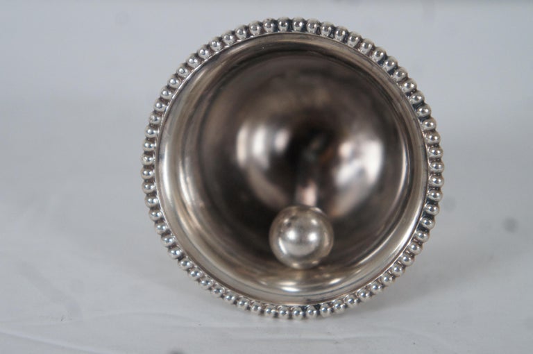 Vintage Silver Plate Hand Bell Dinner Tea Service Bell Beaded Edge For ...