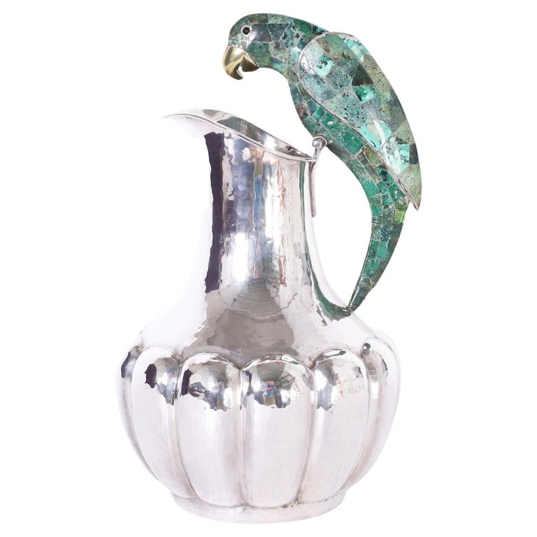 Vintage Silver Plate Pitcher with Parrot by Los Castillo For Sale at ...