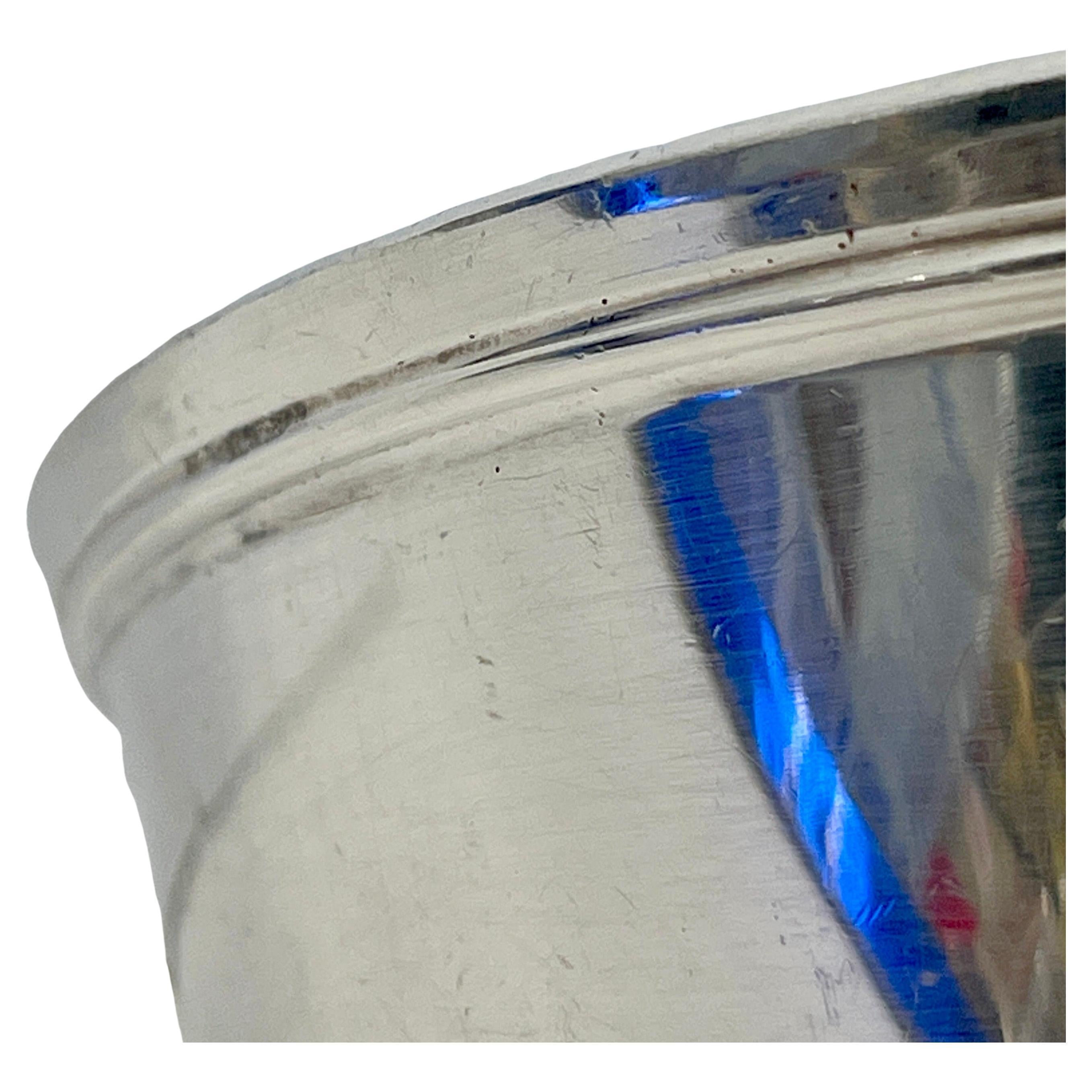 Vintage Silver Plate Candy Bowl with Ocean Blue Enamel For Sale at 1stDibs