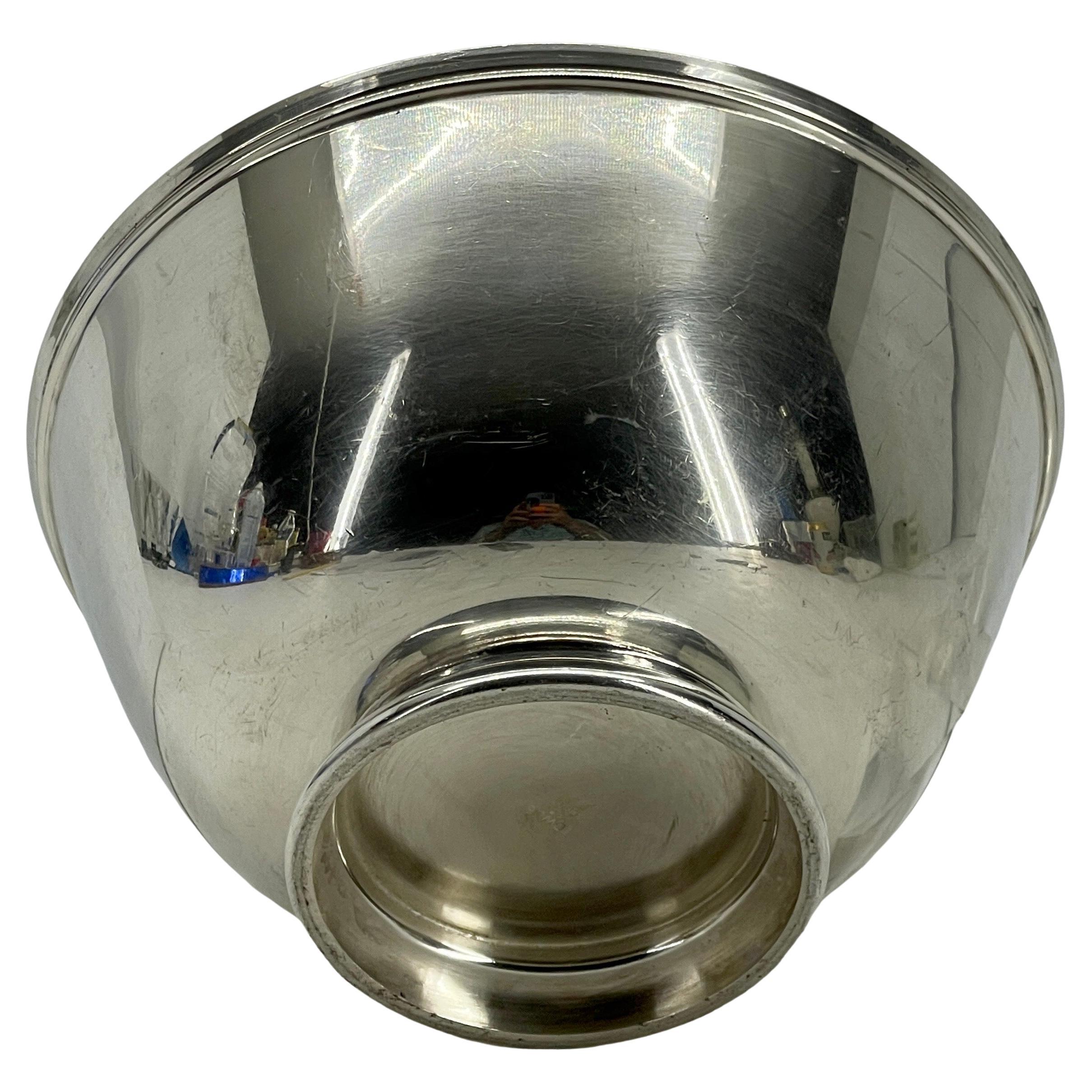 Vintage Silver Plate Candy Bowl with Ocean Blue Enamel For Sale at 1stDibs