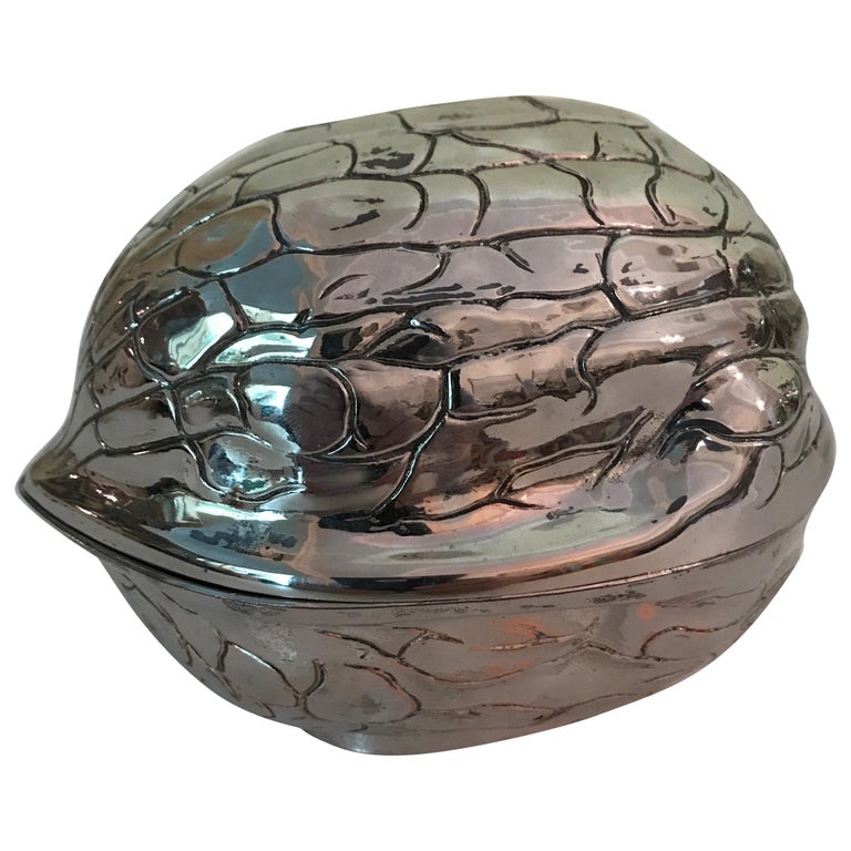 Vintage Silver Plate Walnut Box For Sale at 1stDibs