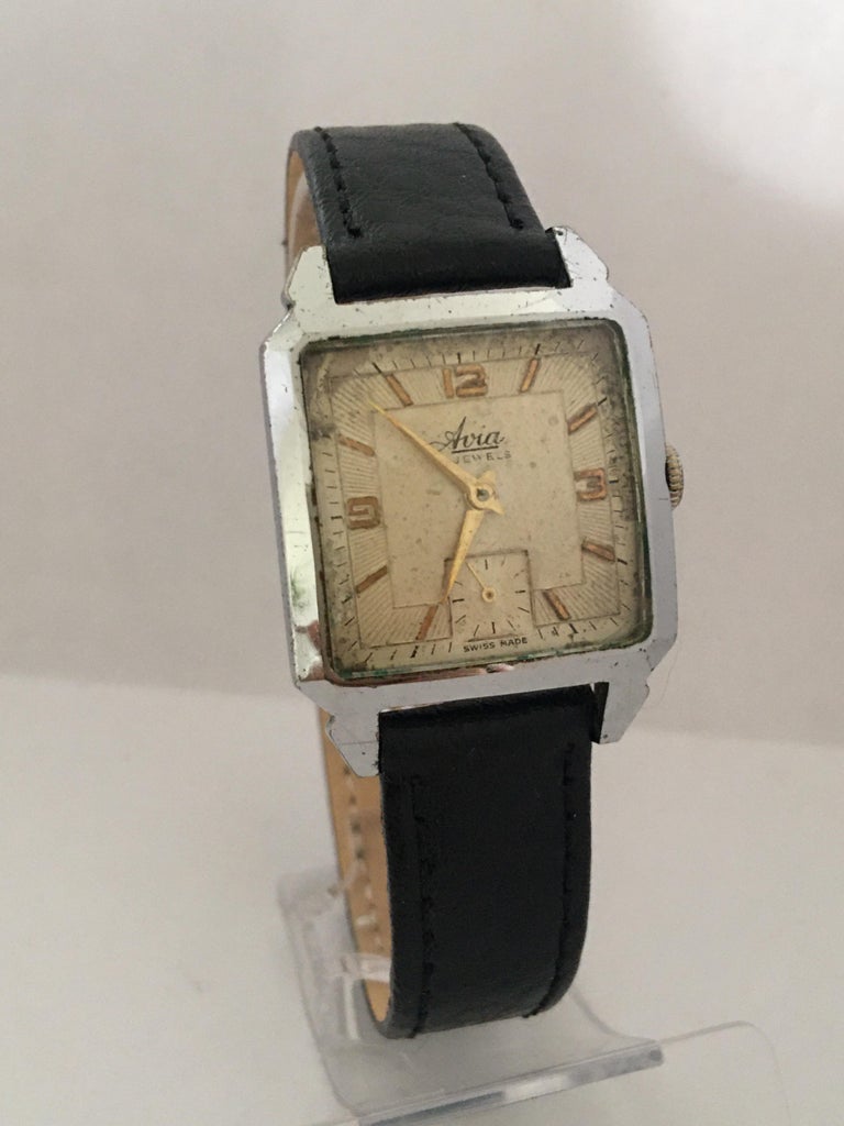 Vintage Silver Plated and Stainless Steel Back 1950s Avia Watch For ...