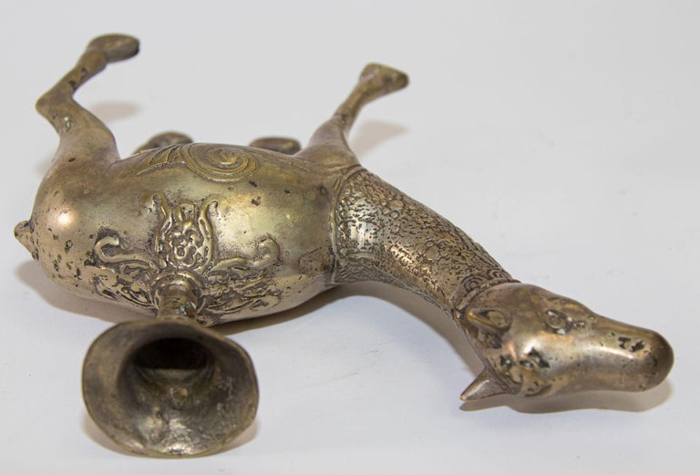 Vintage Silver Plated Camel Form Candle Holder For Sale at 1stDibs