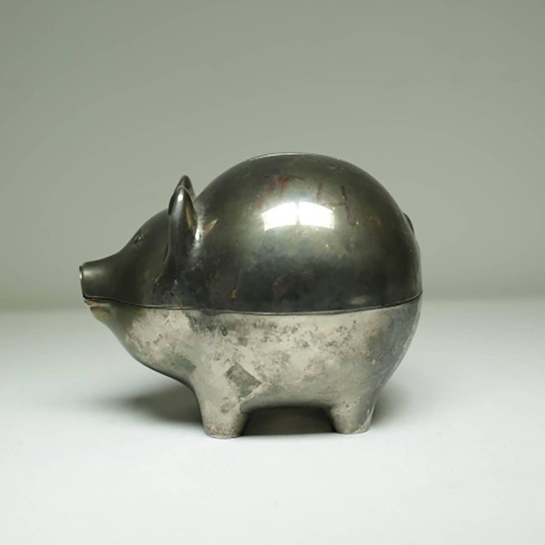 Vintage Silver Plated Piggy Bank, circa 1970-1980 For Sale at 1stDibs