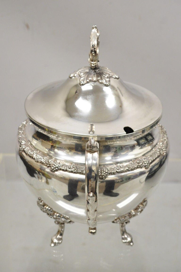 Vintage Silver Plated Soup Tureen Serving Pot with Lid and Fancy Twin ...