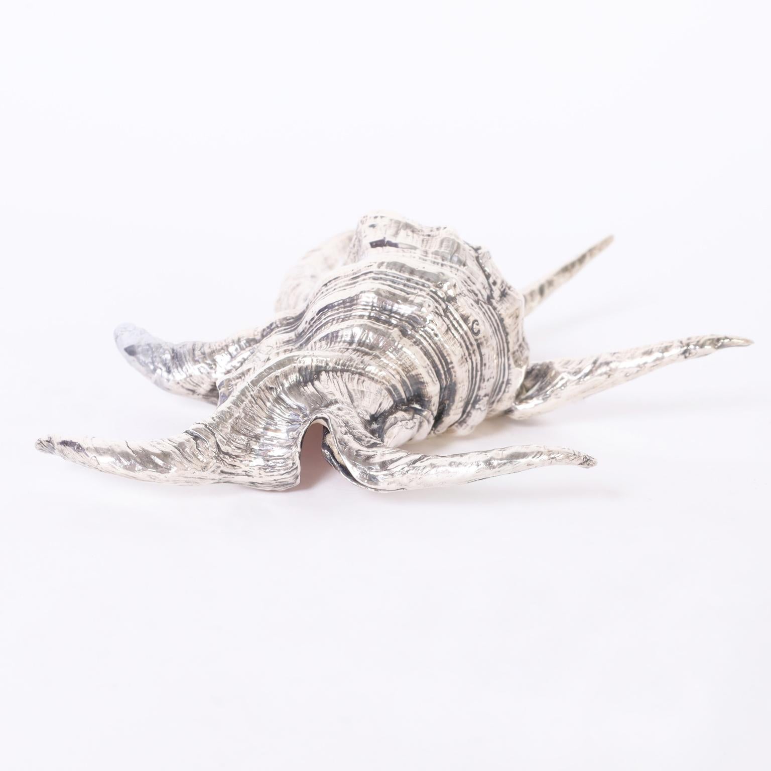Vintage Silver Plated Spider Conch Shell For Sale at 1stDibs