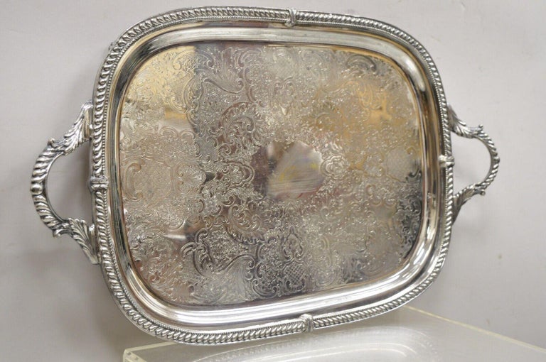 Vintage Silver Plated Victorian Style Regency Heavy Twin Handle Platter ...