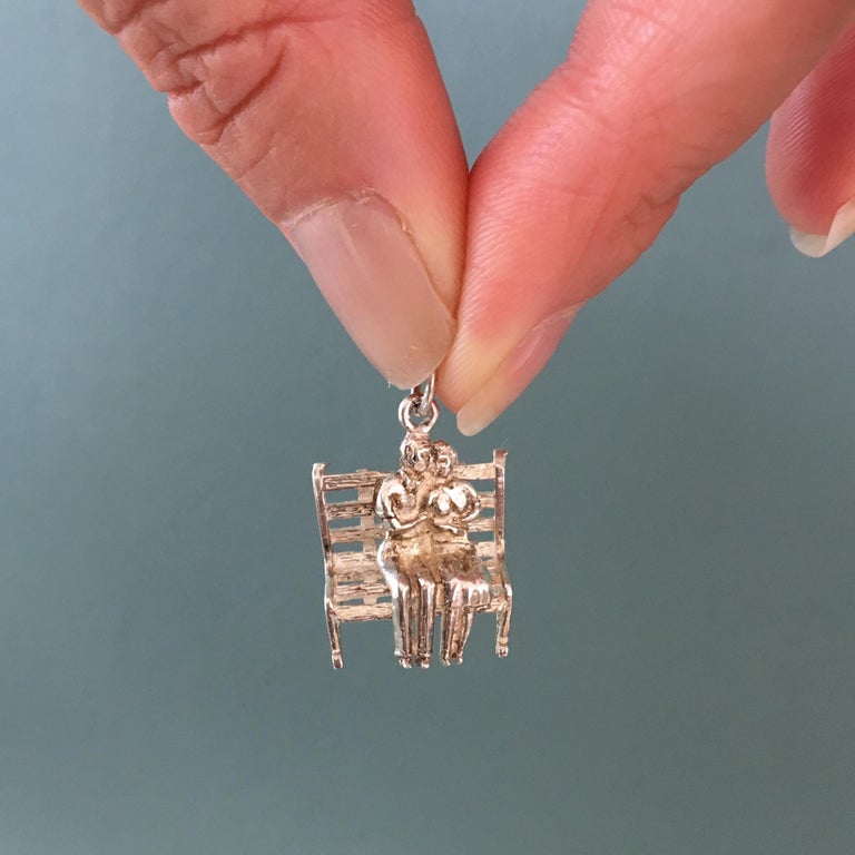 Movable Love Couple Silver Charm Pendant For Sale at 1stDibs