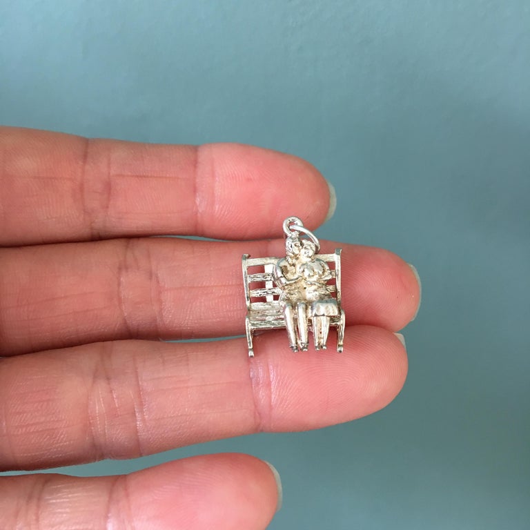 Movable Love Couple Silver Charm Pendant For Sale at 1stDibs