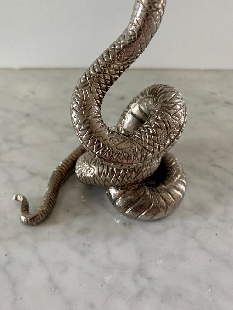 Vintage Silver Serpent Snake Candle Holder For Sale at 1stDibs