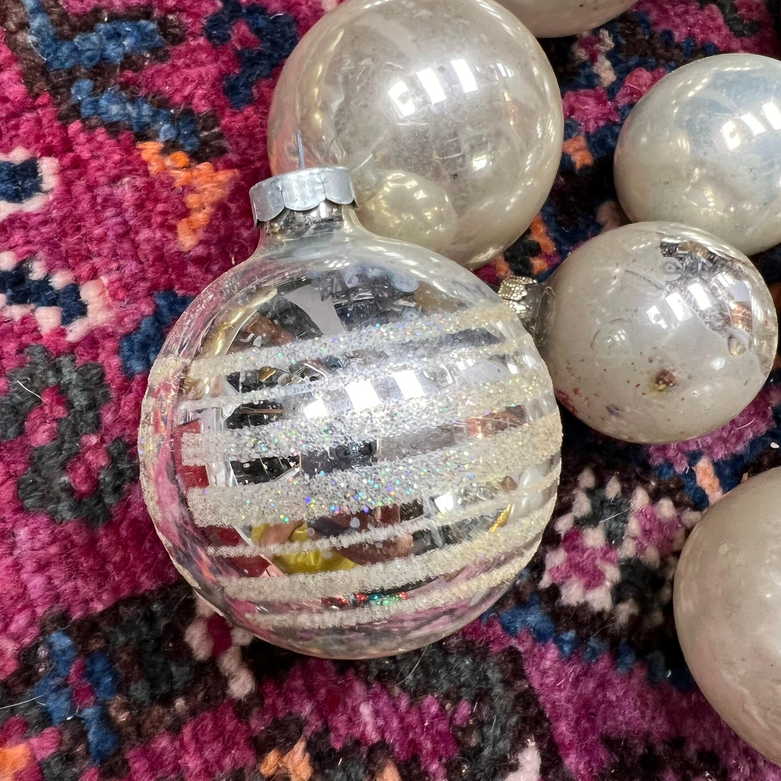Vintage Silver Shiny Brite Christmas Tree Mercury Glass Ornaments - a ...