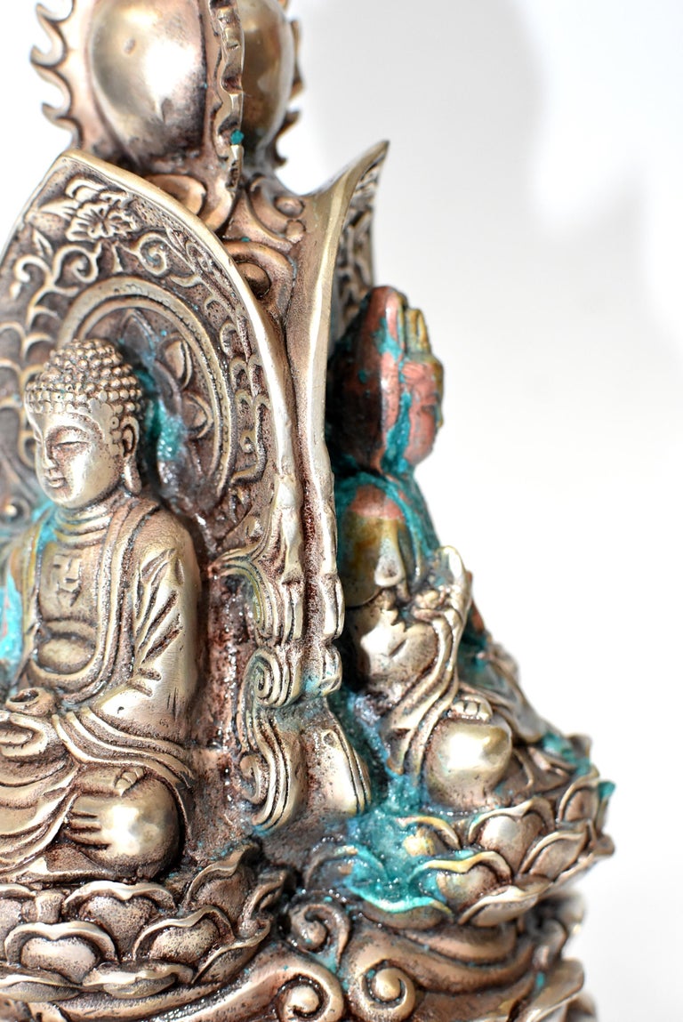 Vintage Silver Three Sided Buddha Statue at 1stDibs