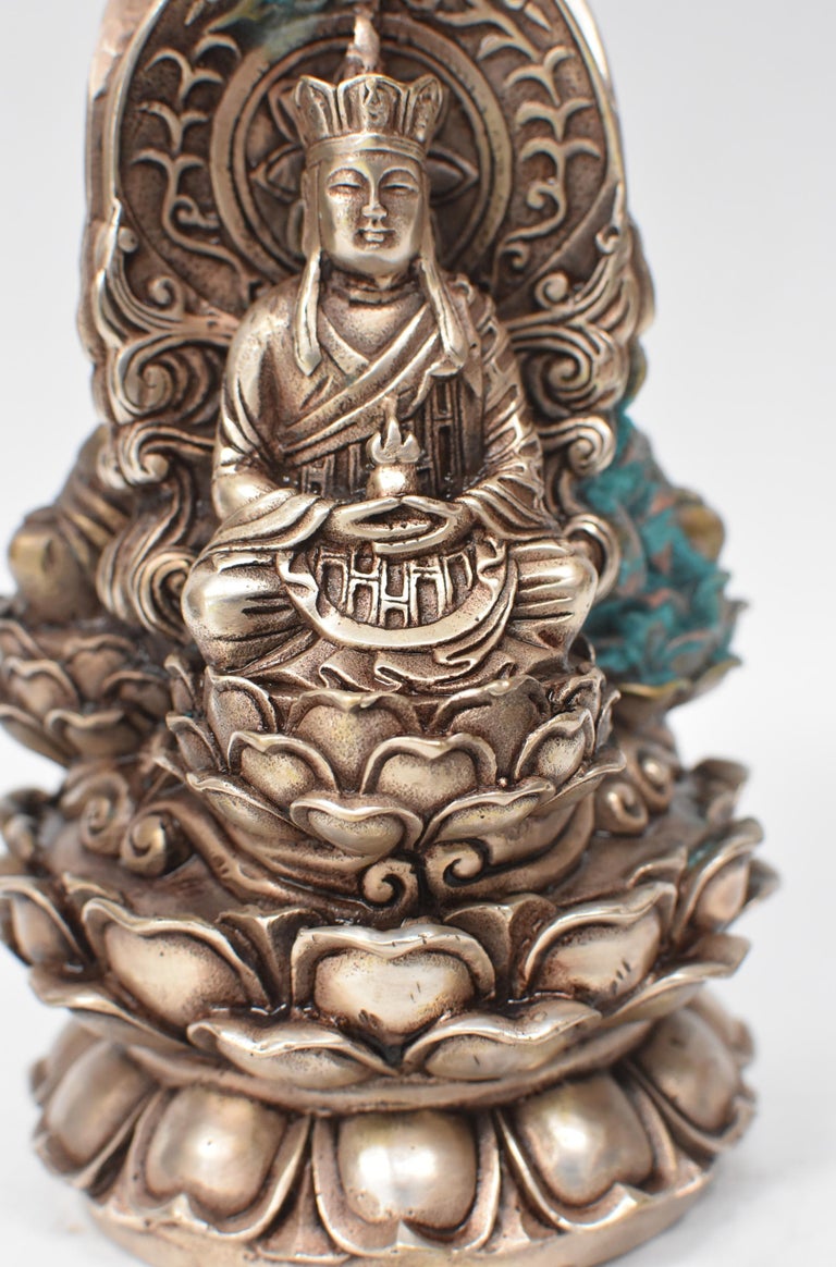 Vintage Silver Three Sided Buddha Statue at 1stDibs