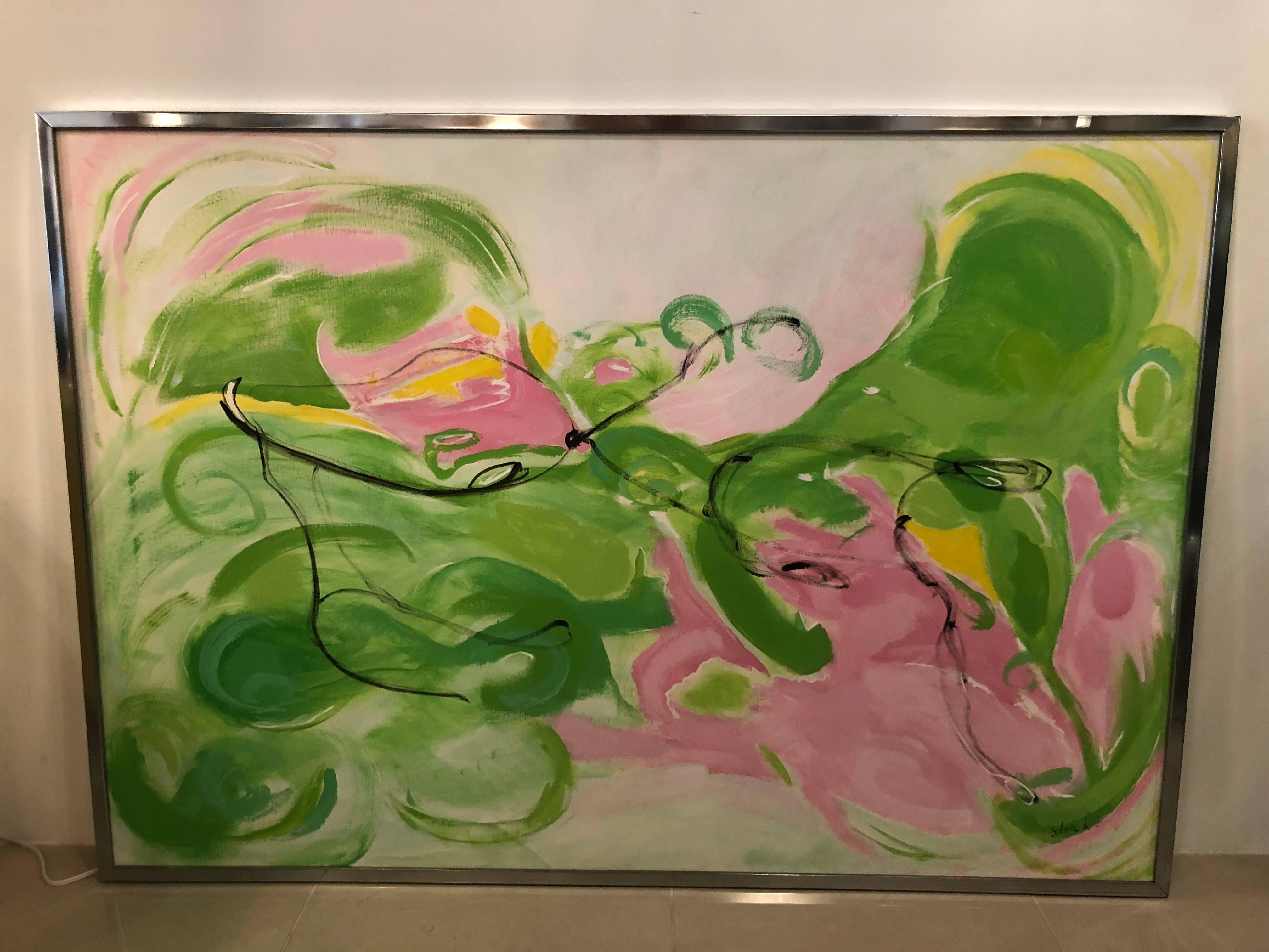 Vintage Silvia Lieb Acrylic in Canvas Abstract Painting Palm Beach at ...