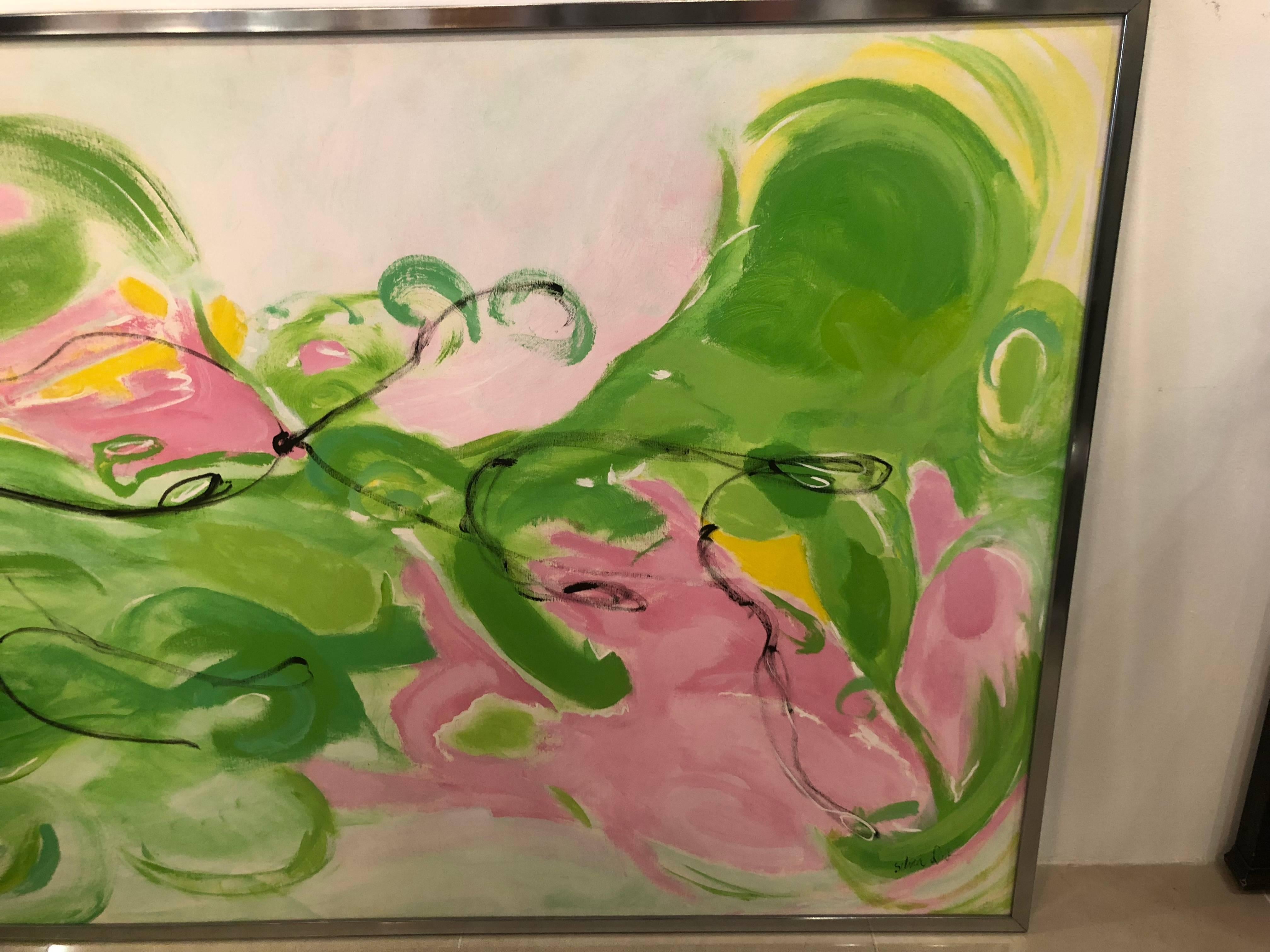Vintage Silvia Lieb Acrylic in Canvas Abstract Painting Palm Beach at ...