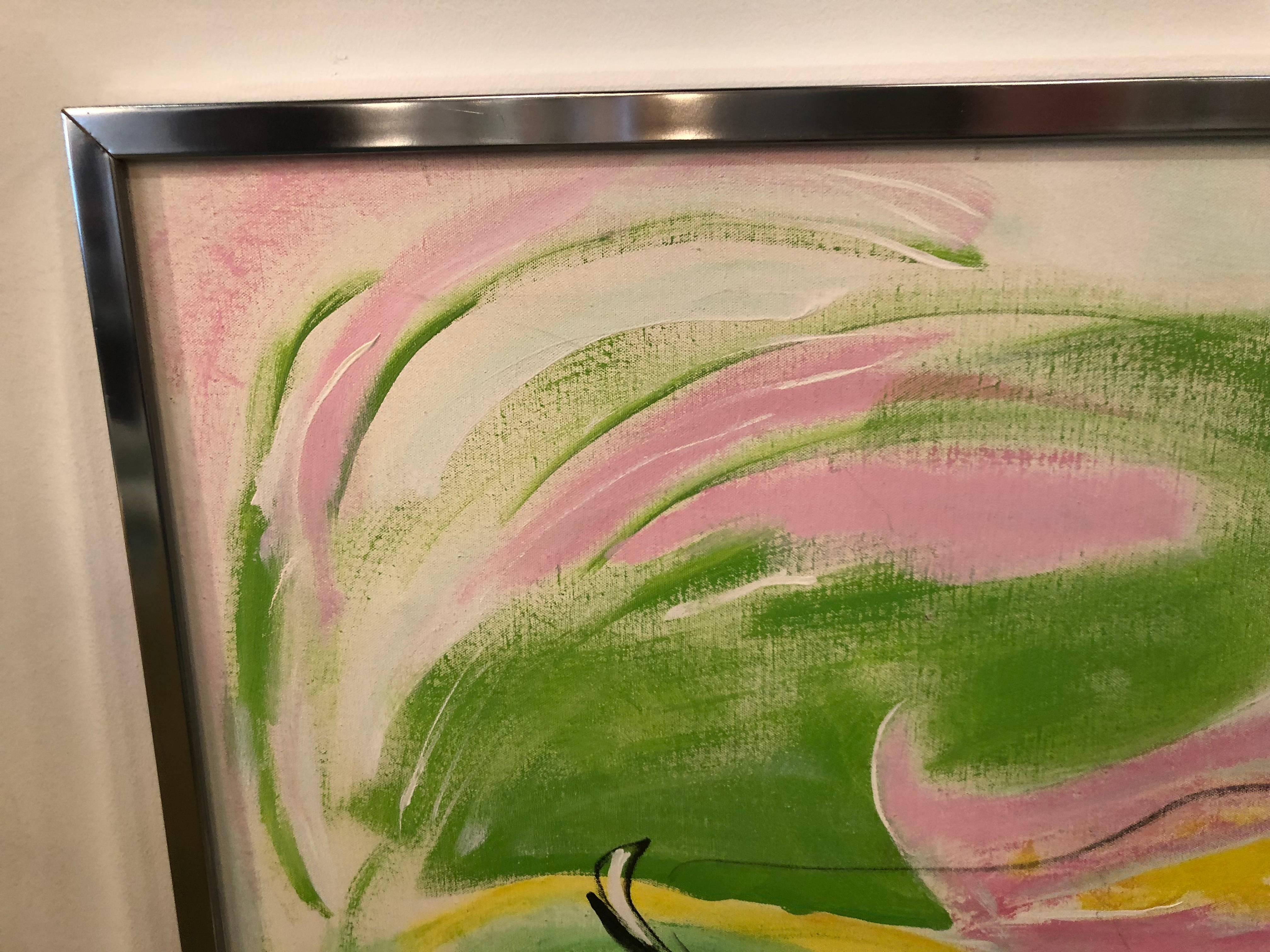 Vintage Silvia Lieb Acrylic in Canvas Abstract Painting Palm Beach at ...