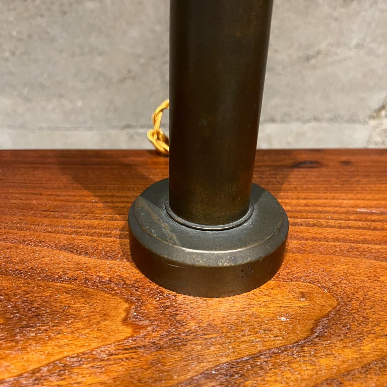 Vintage Single Bullet Table Lamp in Patinated Bronze For Sale at 1stDibs