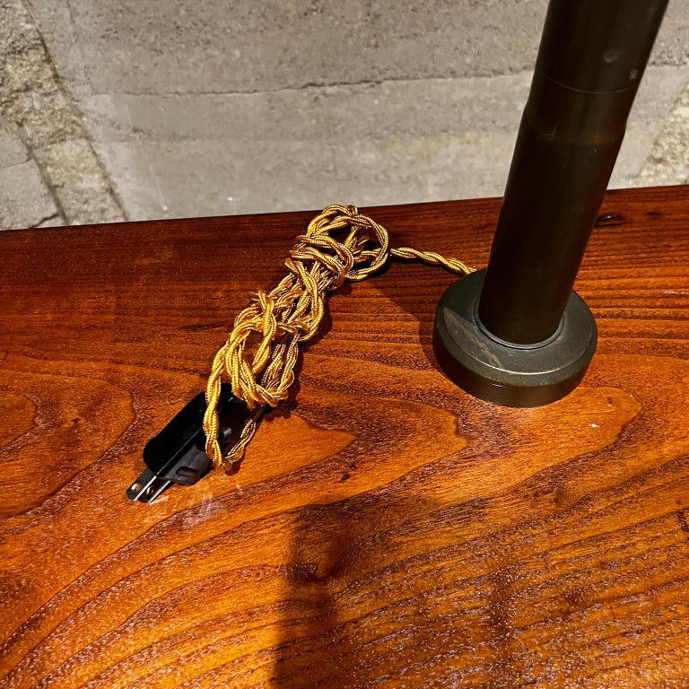 Vintage Single Bullet Table Lamp in Patinated Bronze For Sale at 1stDibs