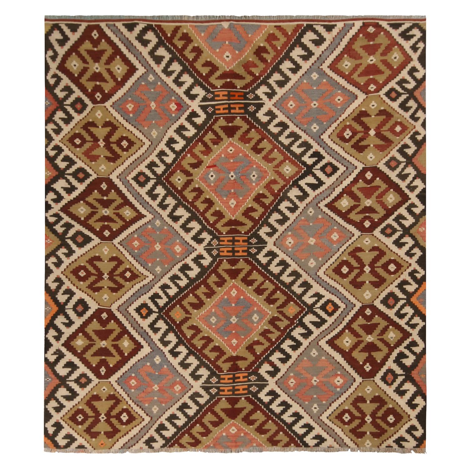 Vintage Sivas Green and Blue Wool Kilim Rug with Multi-Color Accents at ...