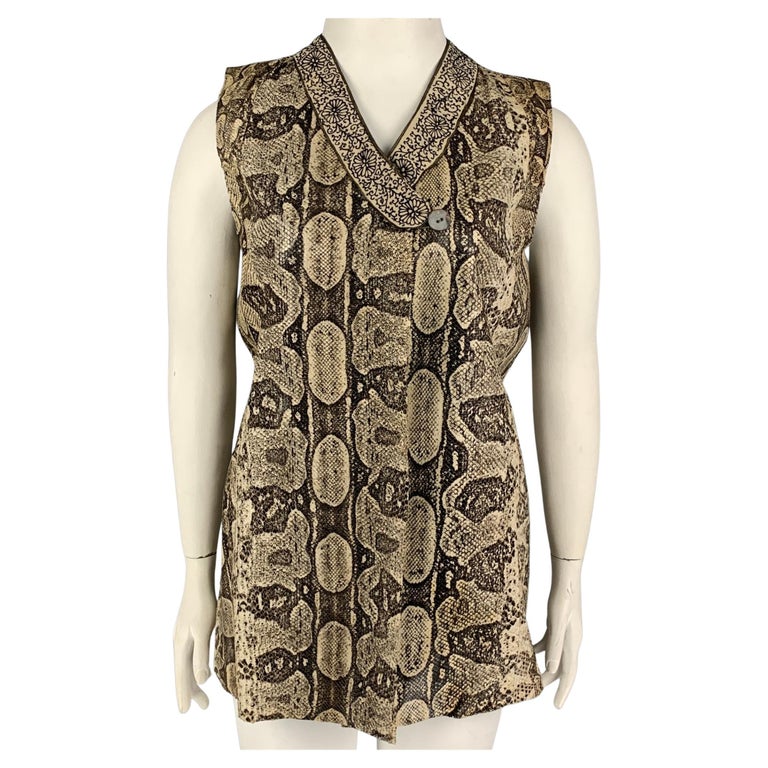 VINTAGE Size M Beige Brown Snake Skin A-Line Vest For Sale at 1stDibs