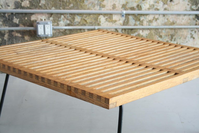 Vintage Slat Table with Iron Legs For Sale at 1stDibs