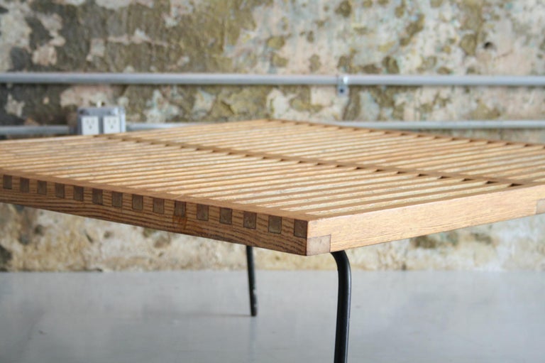 Vintage Slat Table with Iron Legs For Sale at 1stDibs