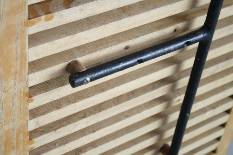 Vintage Slat Table with Iron Legs For Sale at 1stDibs