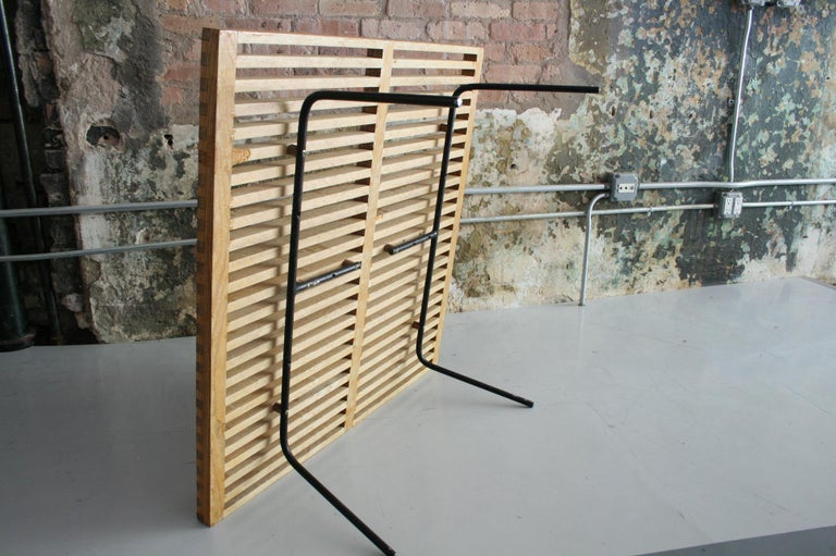 Vintage Slat Table with Iron Legs For Sale at 1stDibs