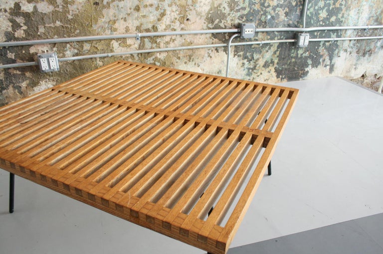 Vintage Slat Table with Iron Legs For Sale at 1stDibs