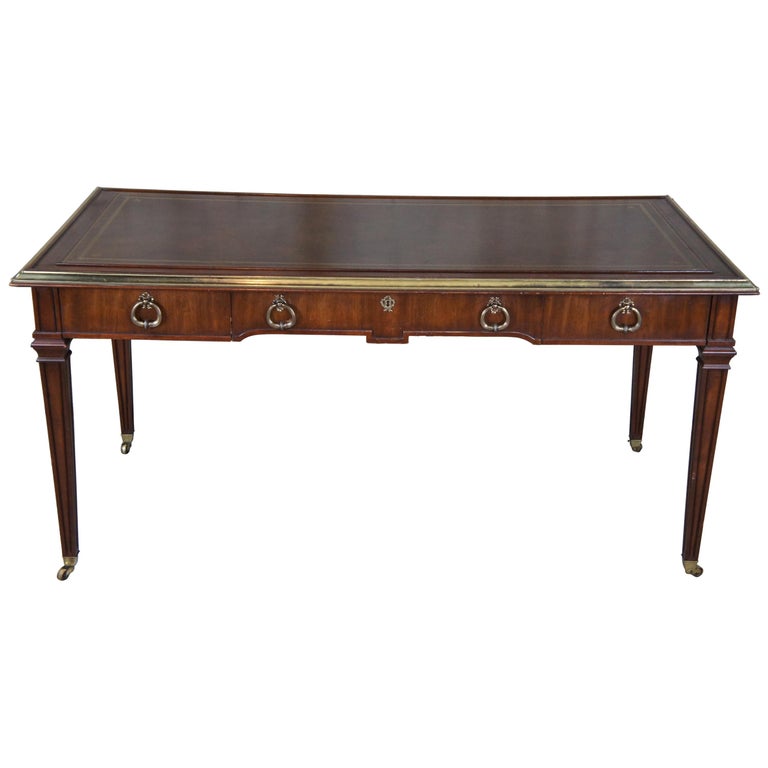 Vintage Sligh Neoclassical Revival Mahogany and Brass Tooled Leather ...