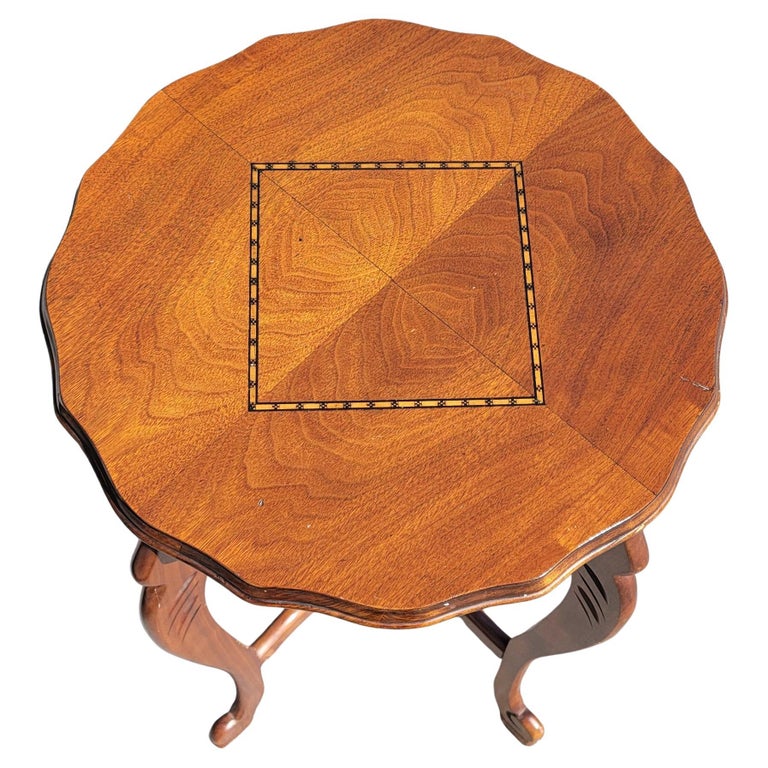 Vintage Sloppy Edge Walnut Book-Matched and Inlays Top Side Table For ...