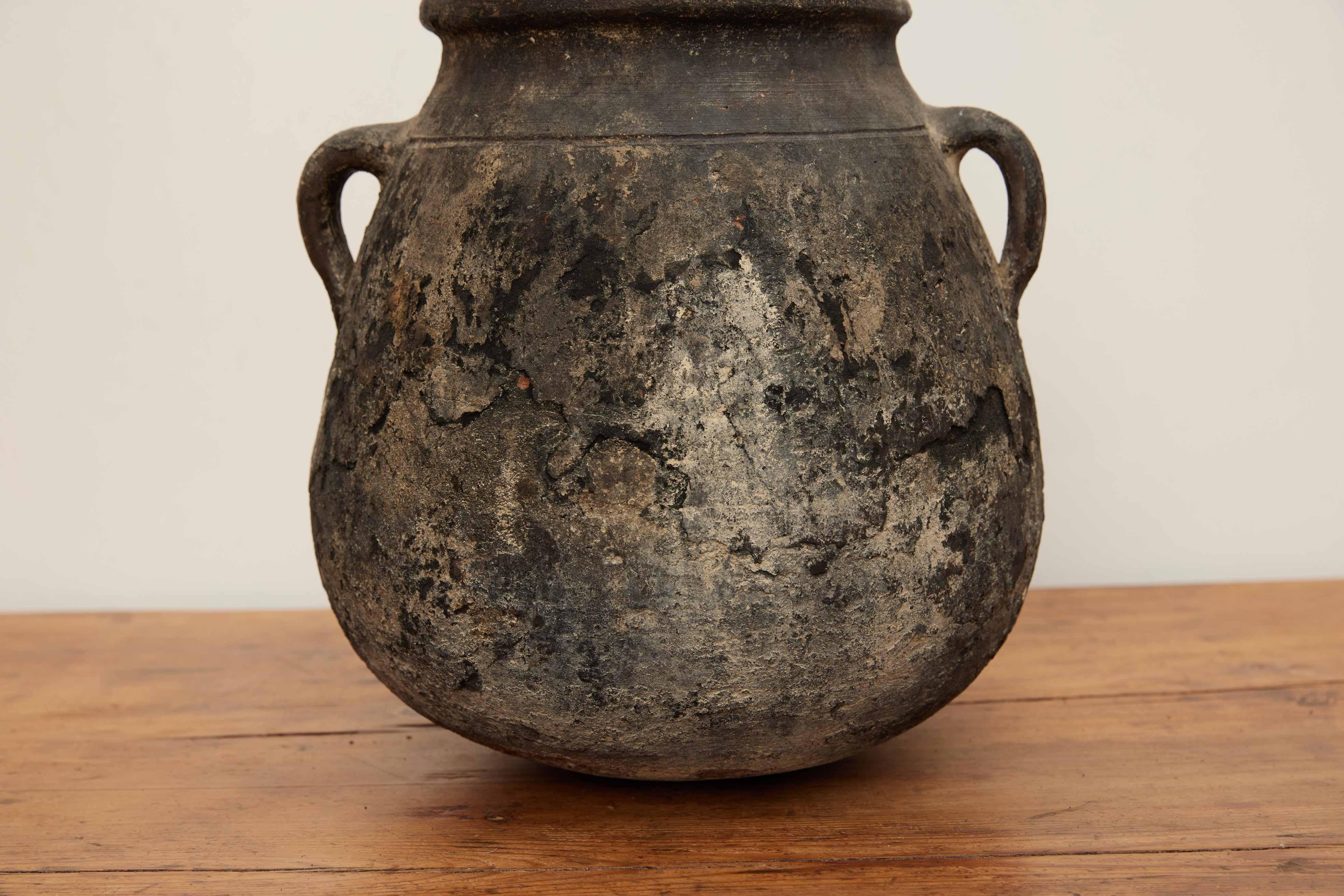 Vintage Small Black Olive Pot For Sale at 1stDibs