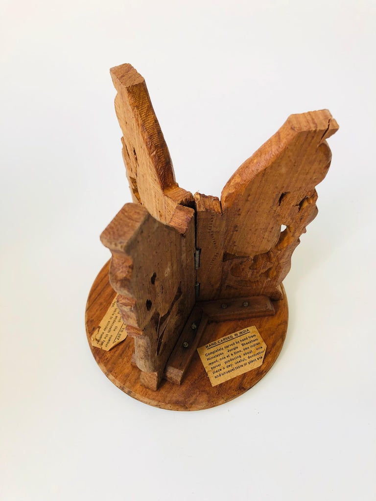 Vintage Small Carved Wood Plant Stand For Sale at 1stDibs