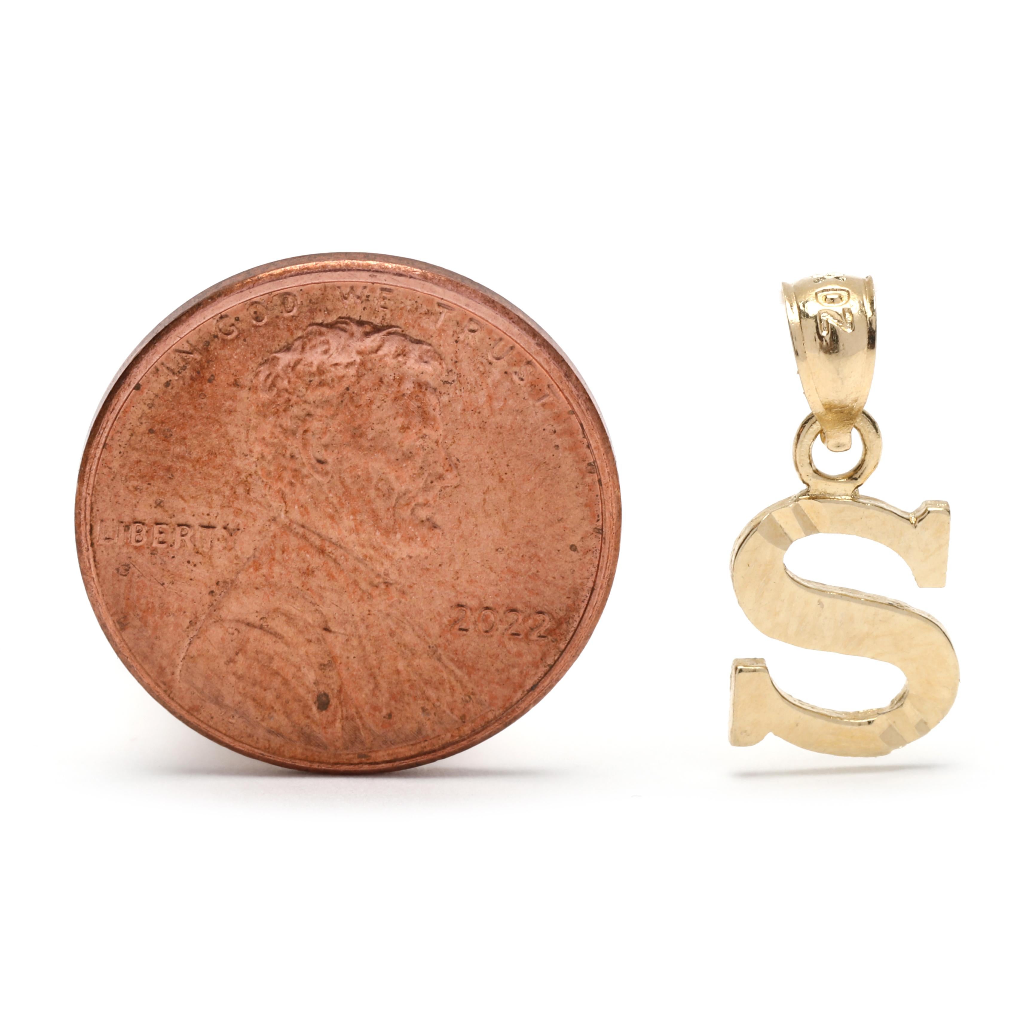 Vintage Small Gold S Initial Charm, 14k Yellow Gold, Simple For Sale at ...