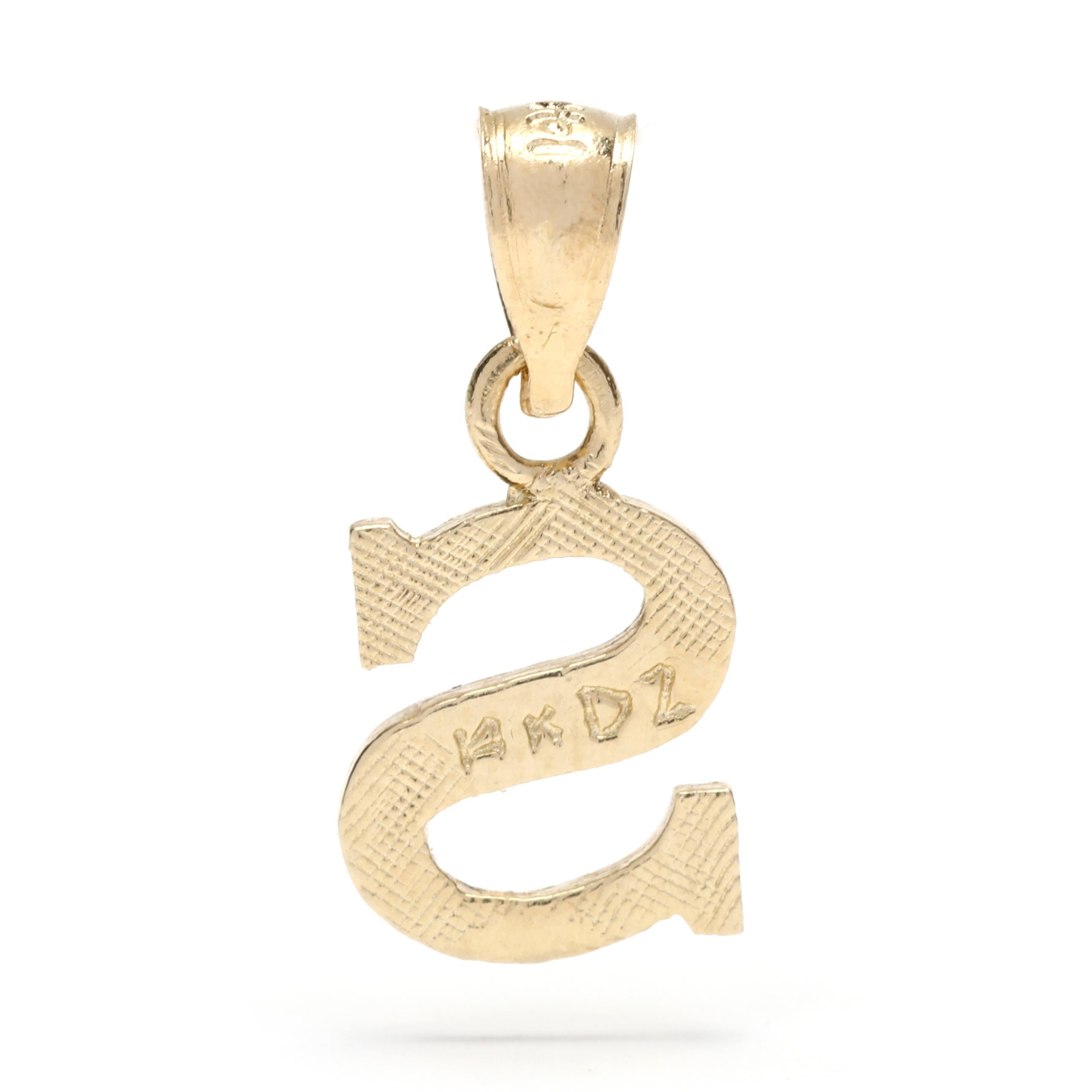 Vintage Small Gold S Initial Charm, 14k Yellow Gold, Simple For Sale at ...