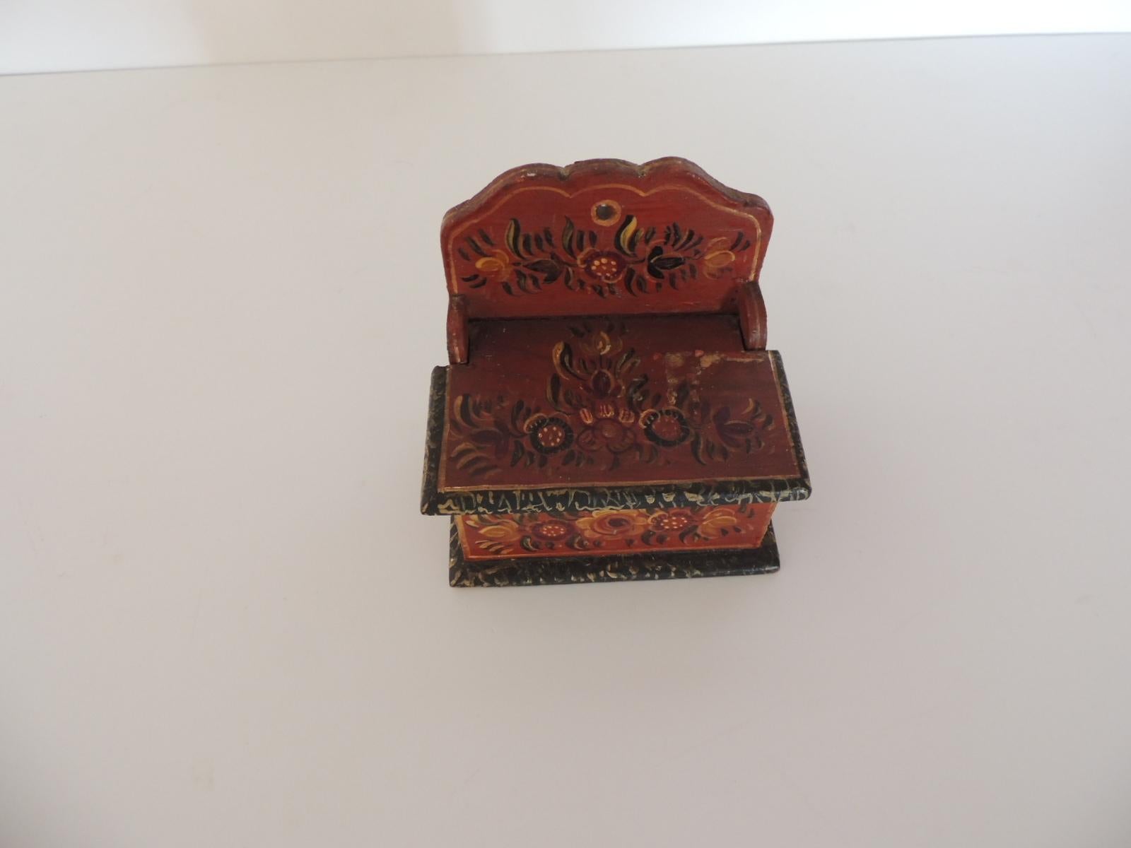 Folk Art Style Wood Decorative Box For Sale at 1stDibs
