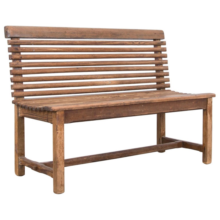 Vintage Small Wooden Bench at 1stDibs