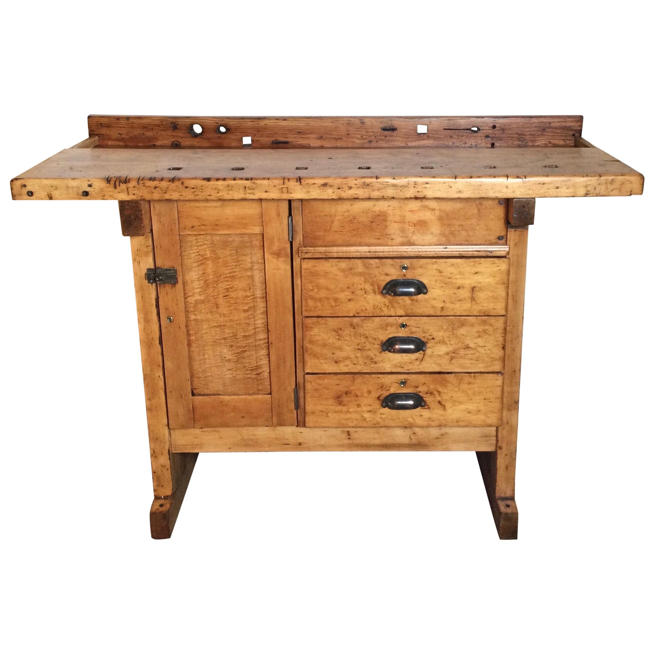Vintage Small Workbench with Drawer Restored at 1stDibs