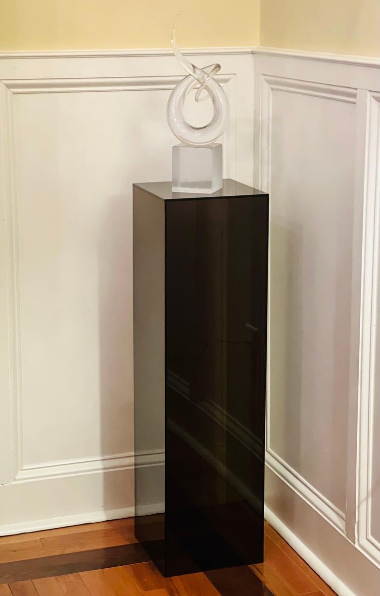 Vintage Smoked Lucite Pedestals, a Pair For Sale at 1stDibs