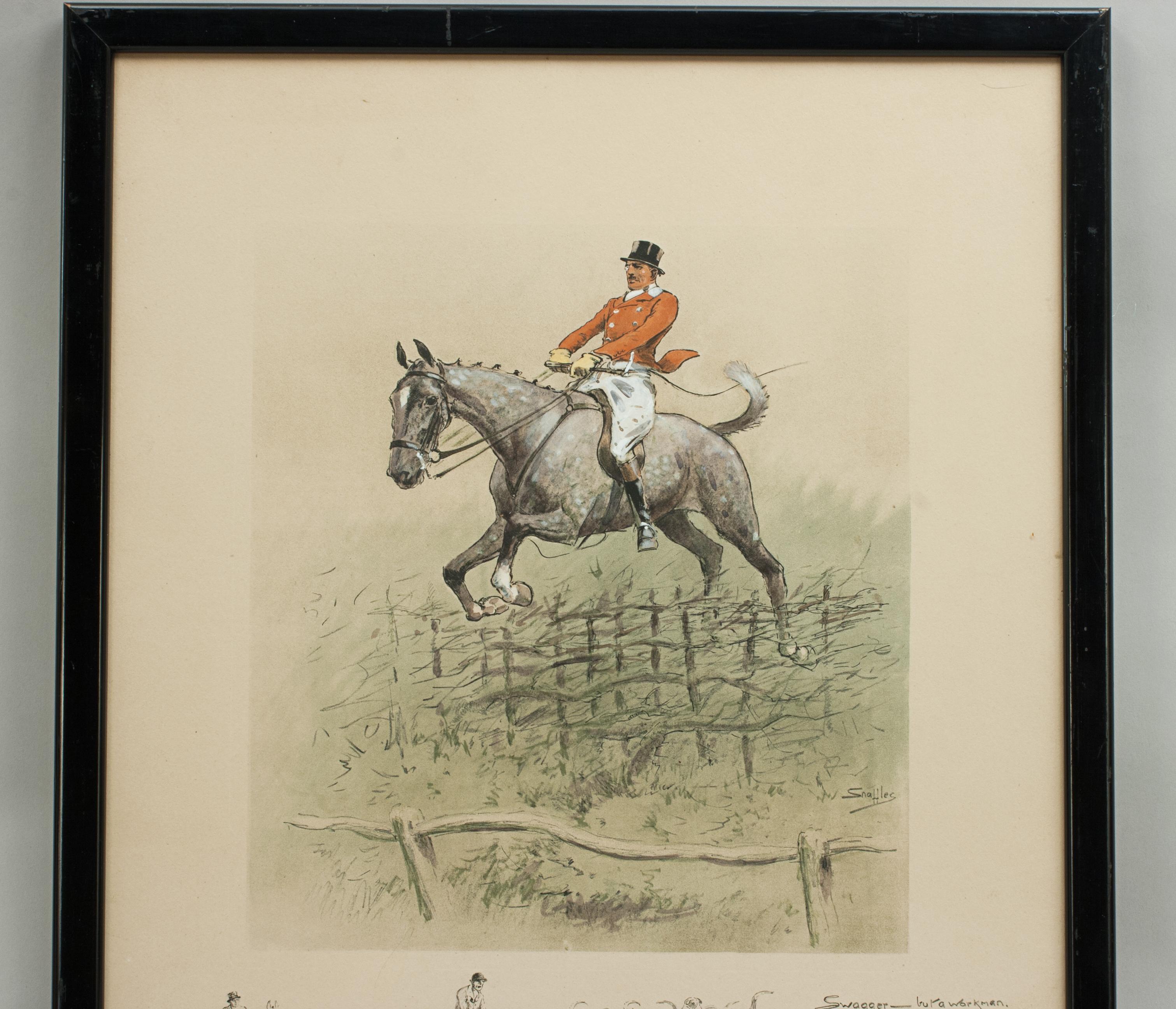 Vintage, Snaffles Fox Hunting Print, Swagger, Signed by the Artist ...