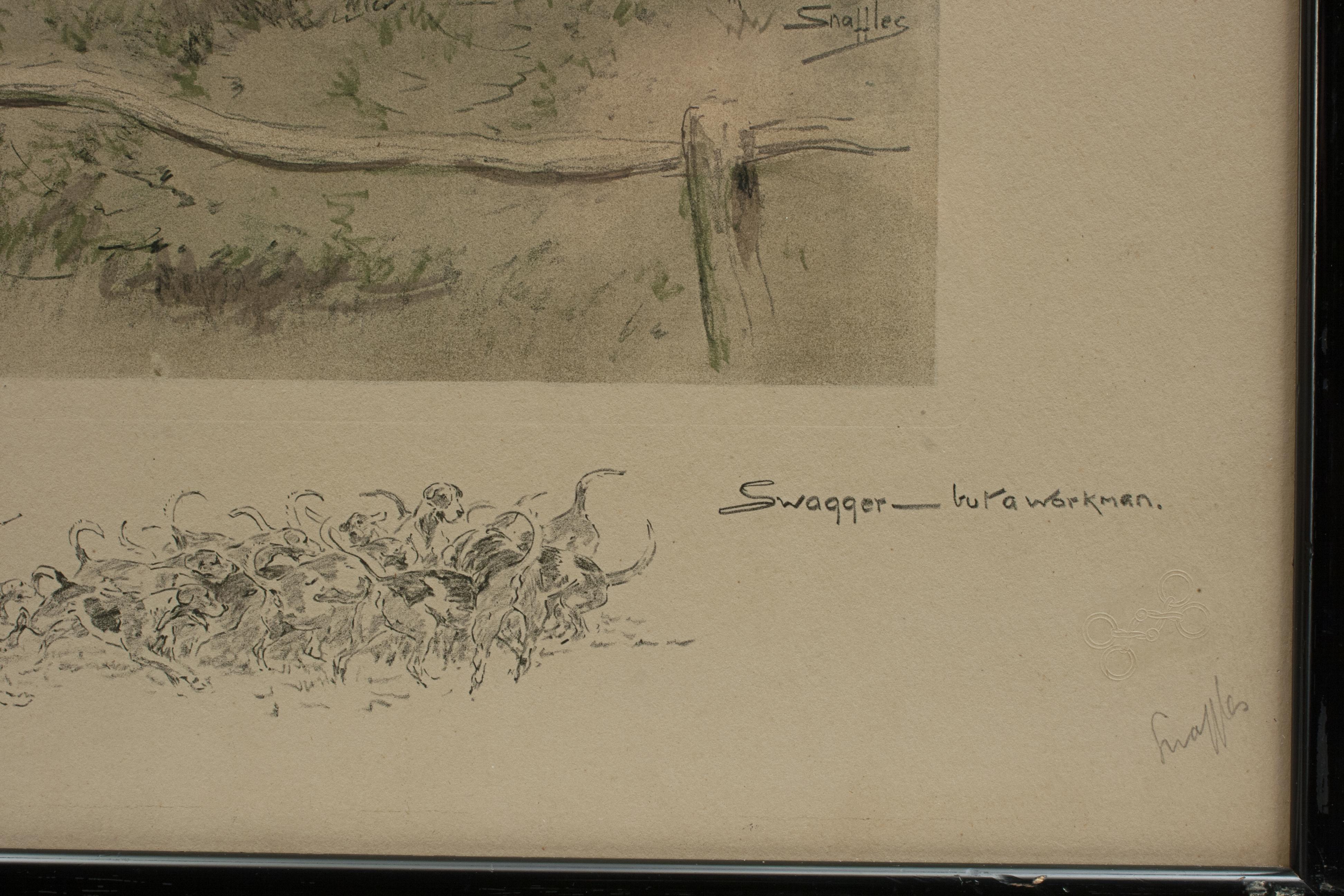 Vintage, Snaffles Fox Hunting Print, Swagger, Signed by the Artist ...