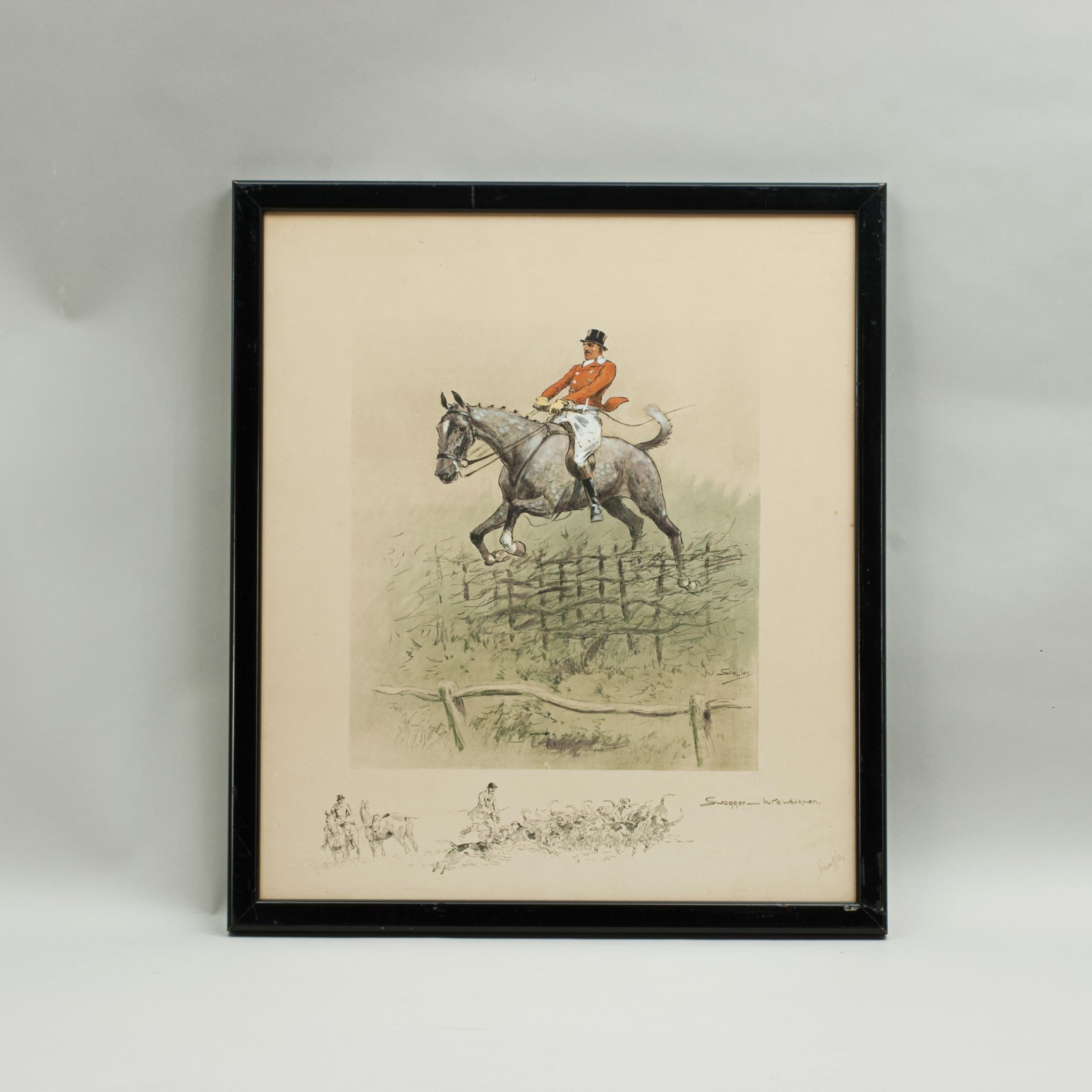 Vintage, Snaffles Fox Hunting Print, Swagger, Signed by the Artist ...