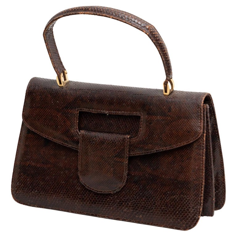 Vintage Snakeskin Handbag, circa 1970 For Sale at 1stDibs