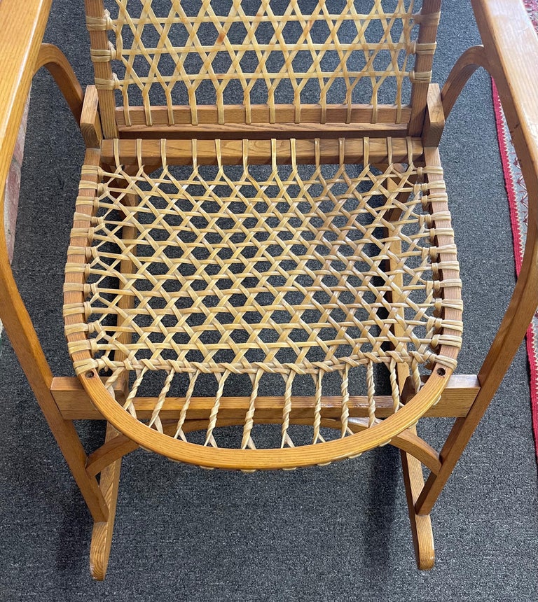 Vintage Snowshoe Oak and Rawhide Rocking Chair by Vermont Tubbsr at ...