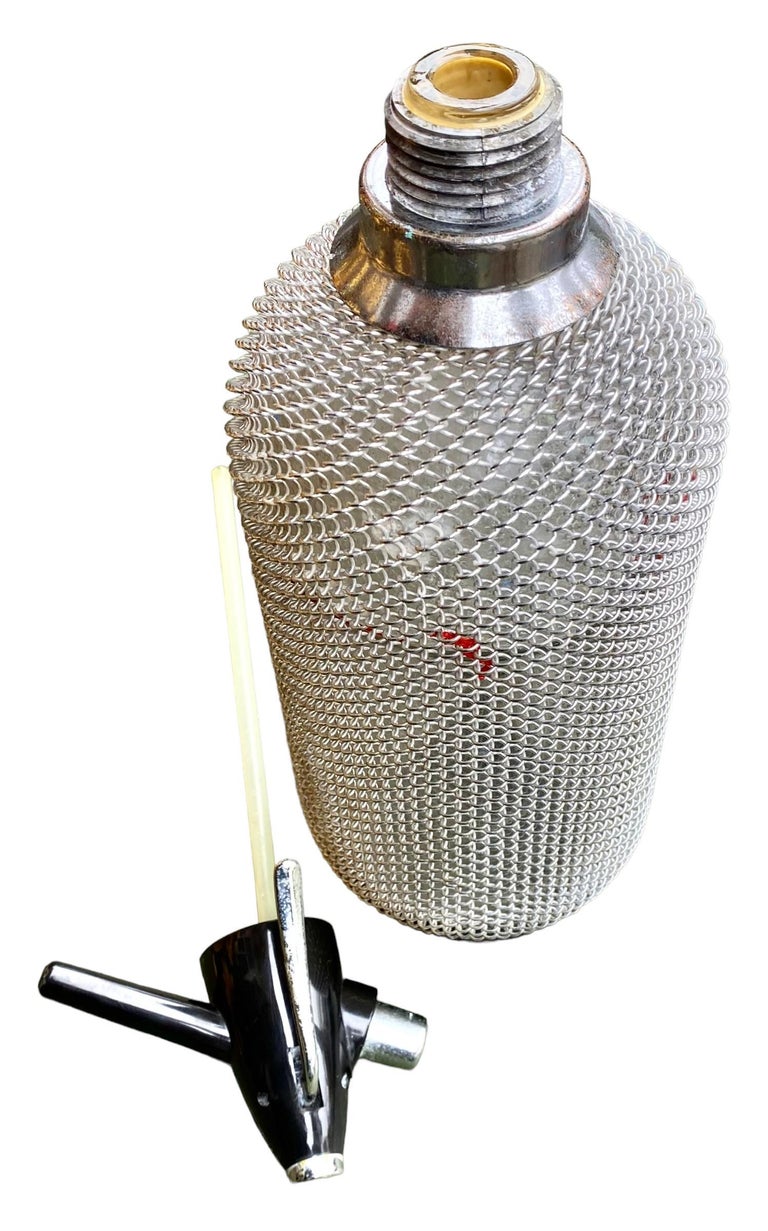 Vintage Soda Siphon Seltzer Glass Bottle with Metal Mesh For Sale at ...