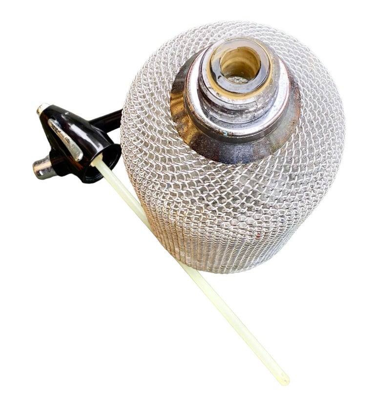Vintage Soda Siphon Seltzer Glass Bottle with Metal Mesh For Sale at ...