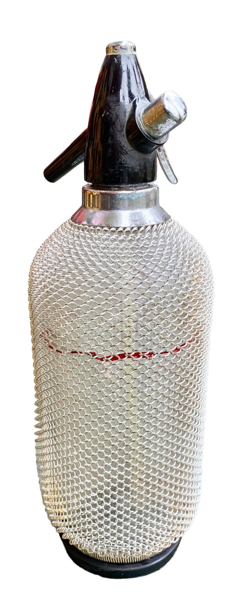 Vintage Soda Siphon Seltzer Glass Bottle with Metal Mesh For Sale at ...