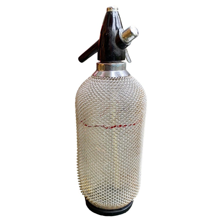 Vintage Soda Siphon Seltzer Glass Bottle with Metal Mesh For Sale at ...