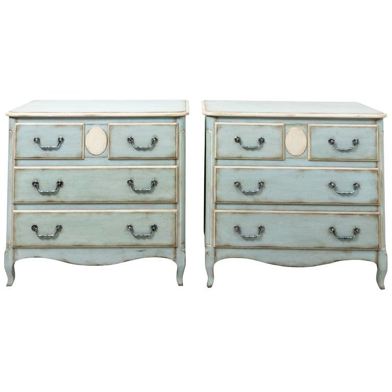 Vintage Soft Blue Painted French Commodes at 1stDibs